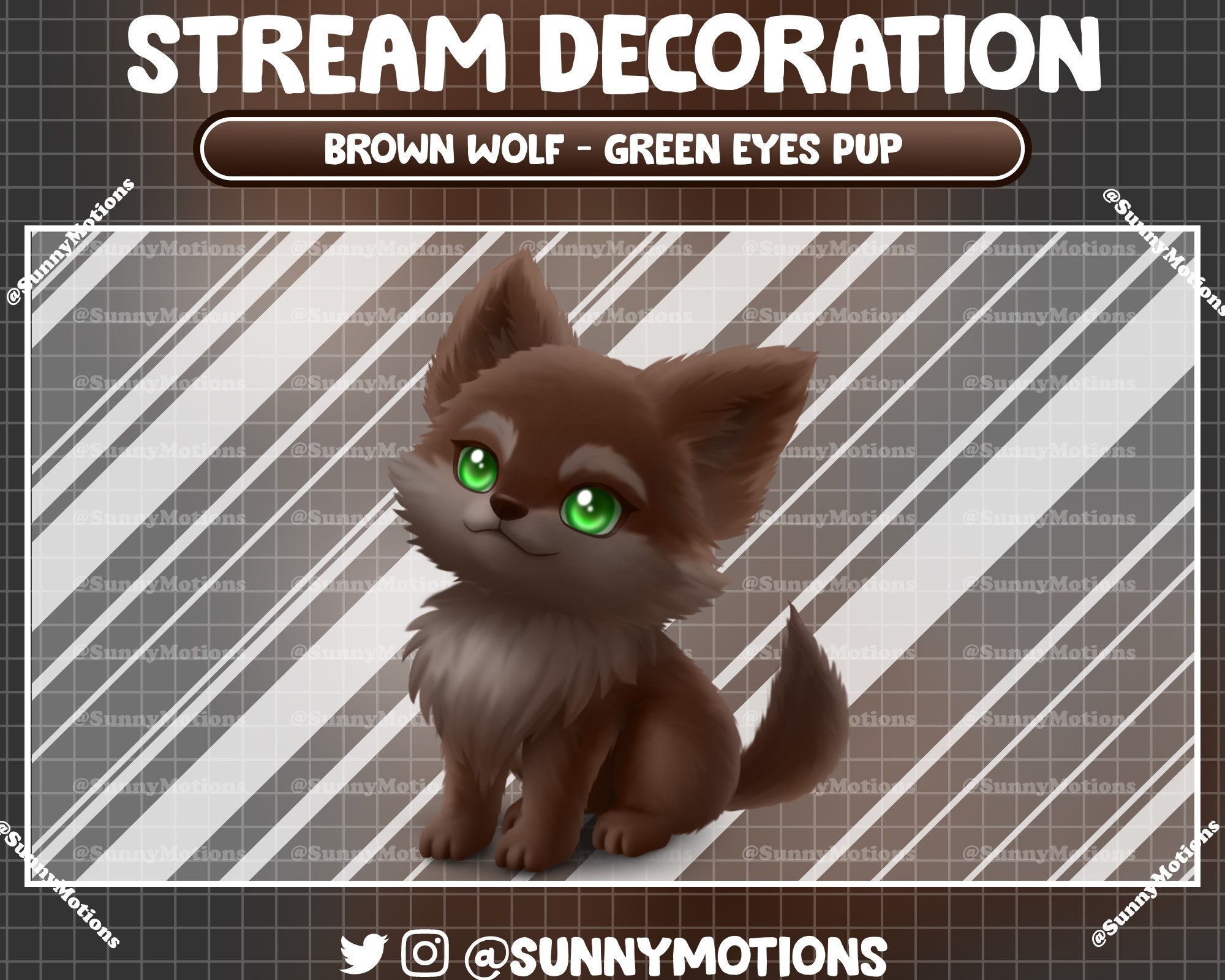 Animated Stream Decoration: Aesthetic Cute Brown Wolf Pup Sitting, Baby ...