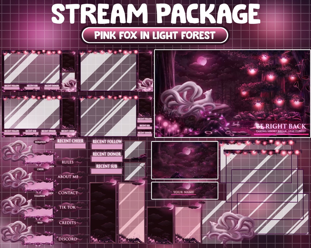 FULL ANIMATED Twitch Stream Package / Pink Spirit Nine Tailed Fox ...