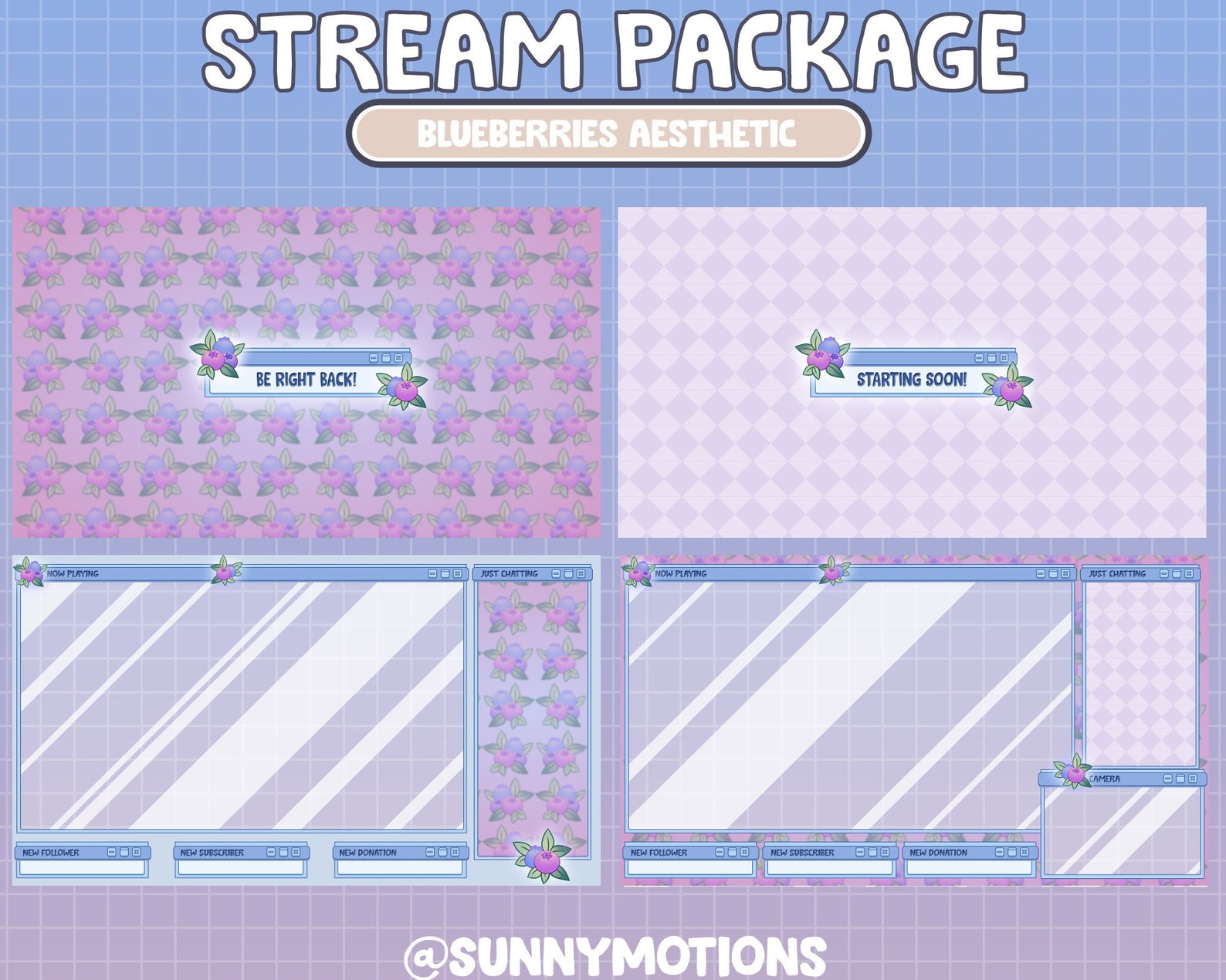 FULL ANIMATED Twitch Stream Package / Aesthetic Blueberry | Etsy