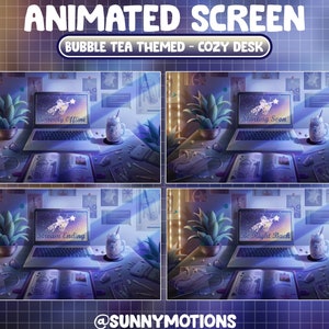 Animated Twitch Stream Package: Blue Boba Bubble Tea Overlay / Study ...