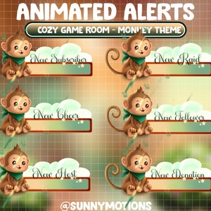 ANIMATED Twitch Overlay Stream Package / Lo-fi Aesthetic Brown Monkey ...