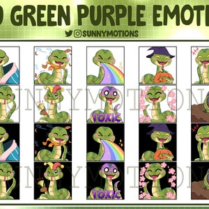 60x Cute Green Snake Twitch Emotes Bundle, Discord, Kawaii Snakes ...