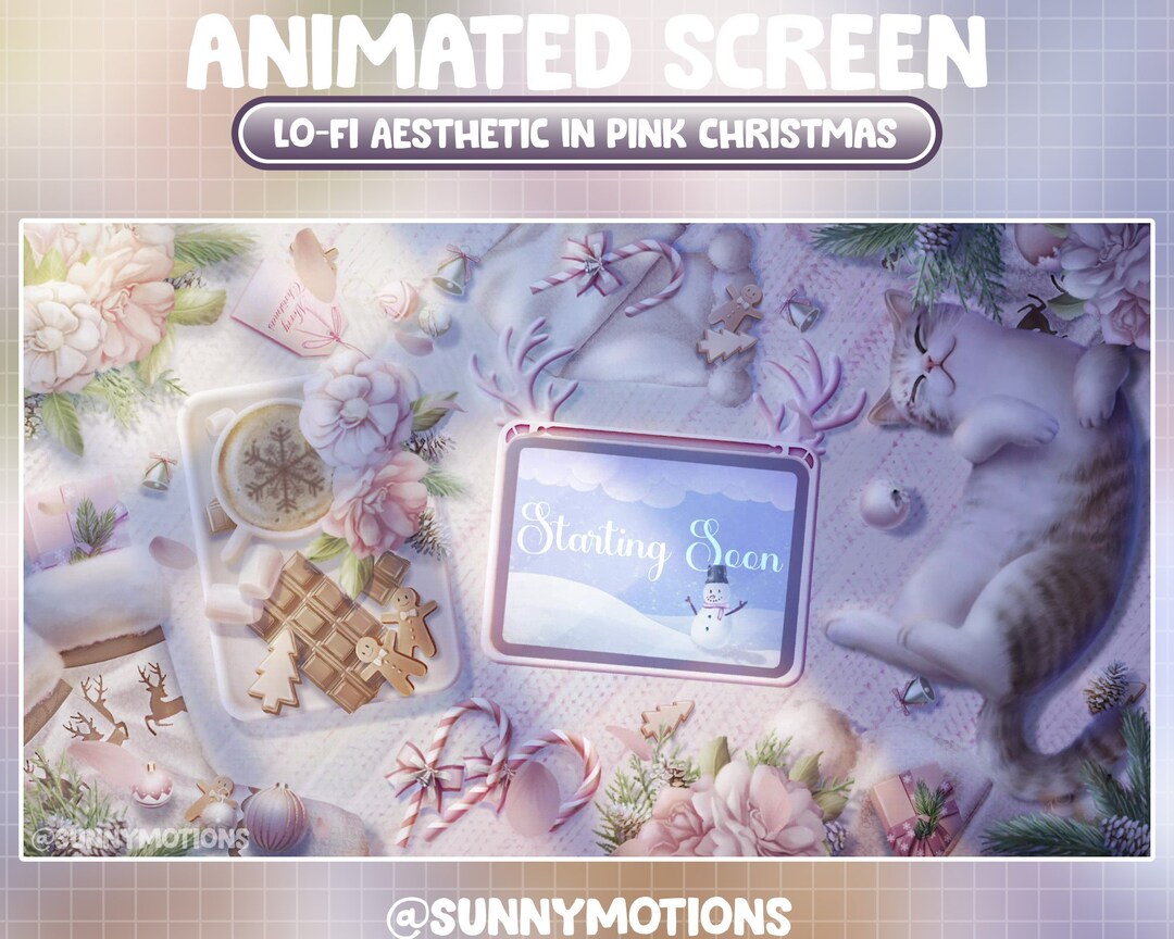ANIMATED Twitch Overlay Stream Screen / Lo-fi Aesthetic in Pink ...
