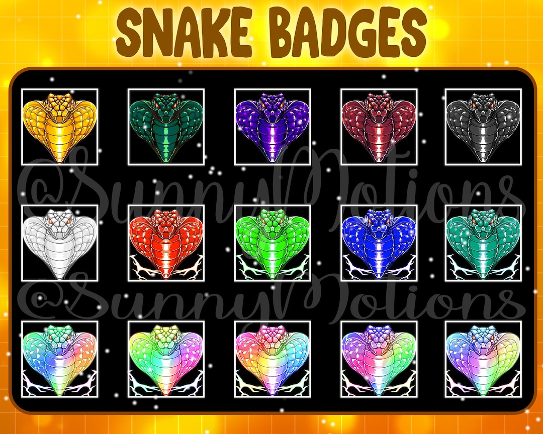 15 Snake Twitch Loyalty Sub Bit Badges / Kawai Animal Emoji / Cool ...