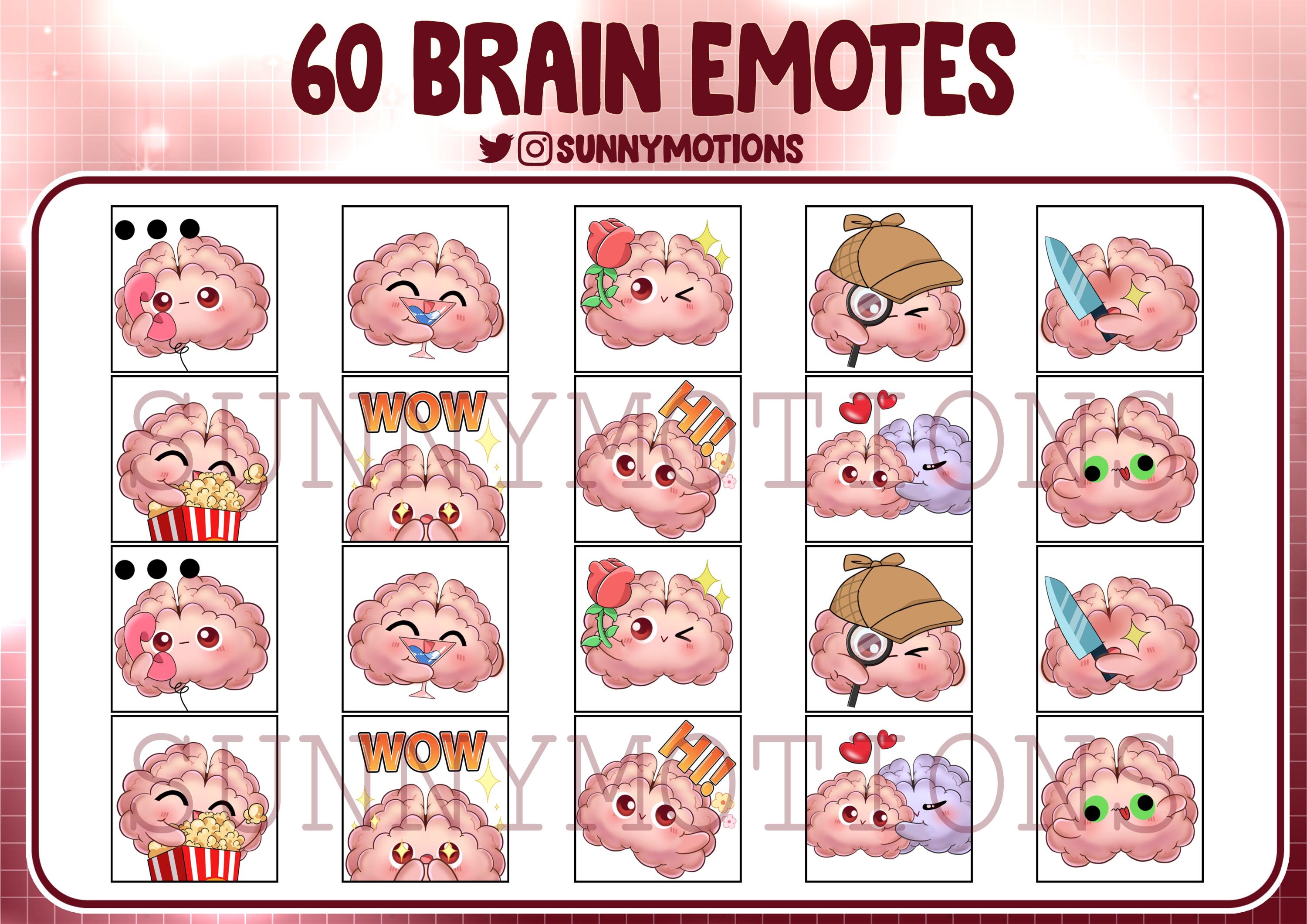 60 Cute Big Brain Twitch Emotes, Discord, Streamer, Smooth Brain Emoji ...