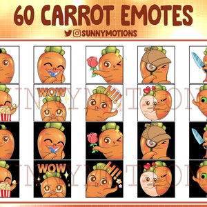 60 Cute Carrot Twitch Emotes, Discord Streamer, Kawai Yummy Root ...