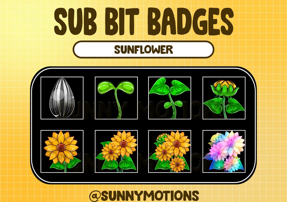 Sunflowers Twitch Sub Bit Badges / Kawaii Cute Subscribers - Etsy