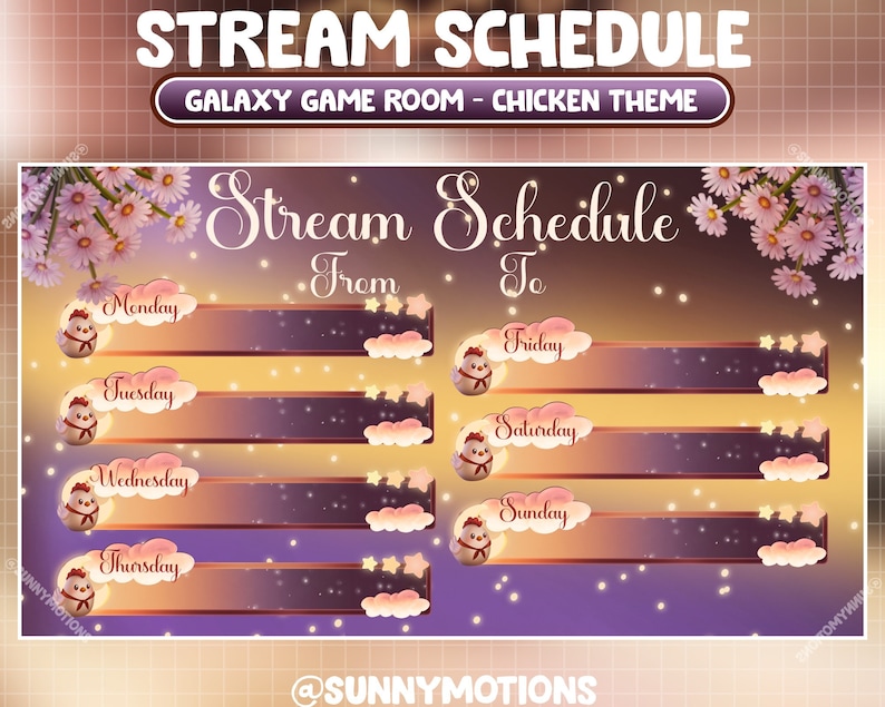Twitch Overlay Stream Schedule: Lo-fi Aesthetic Purple Orange Galaxy ...