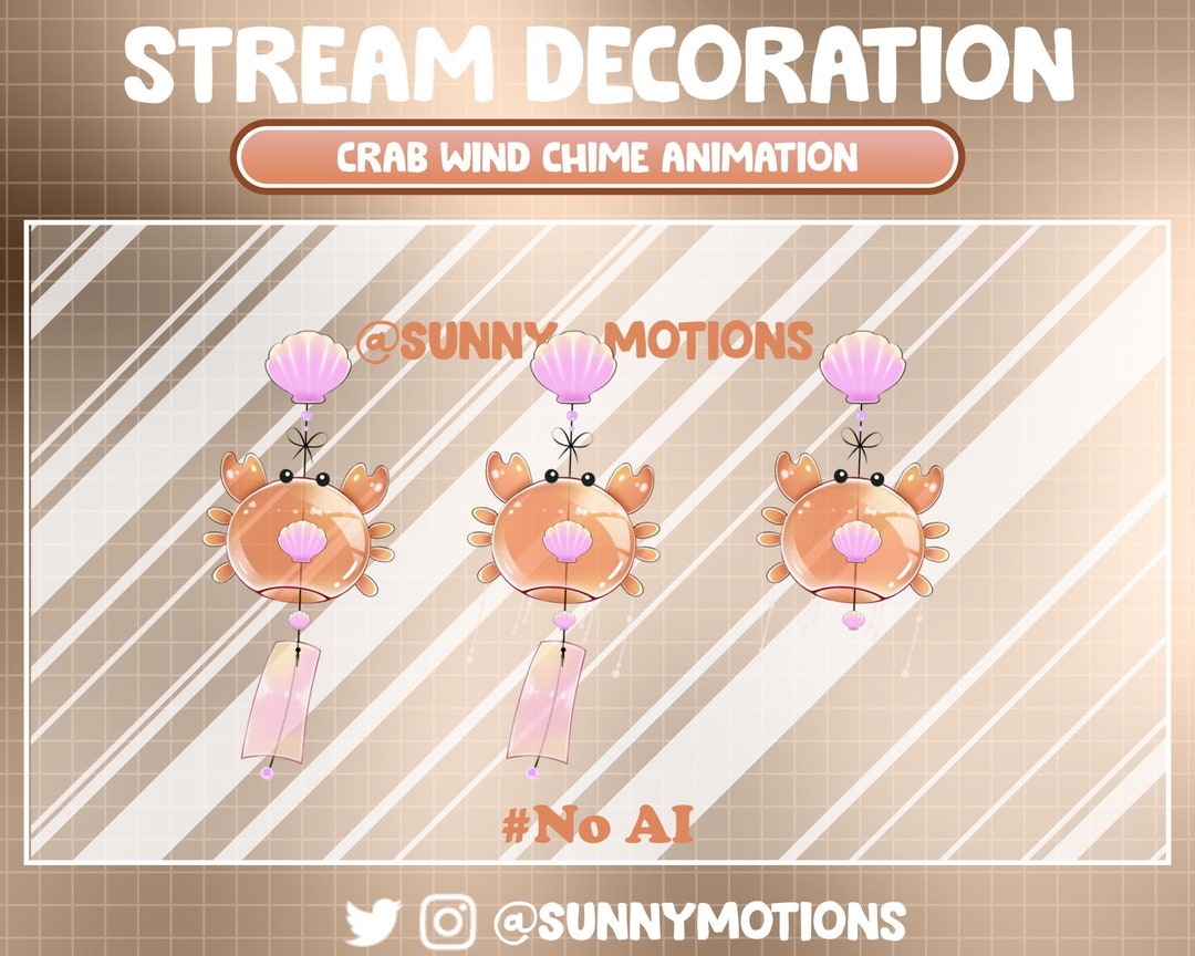 3x Animated Twitch Stream Decoration Animal: Kawaii Cozy Crab Wind ...