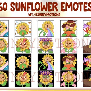 60 Cute Yellow Sunflower Twitch Emotes, Discord, Streamer, Kawai Sunny ...