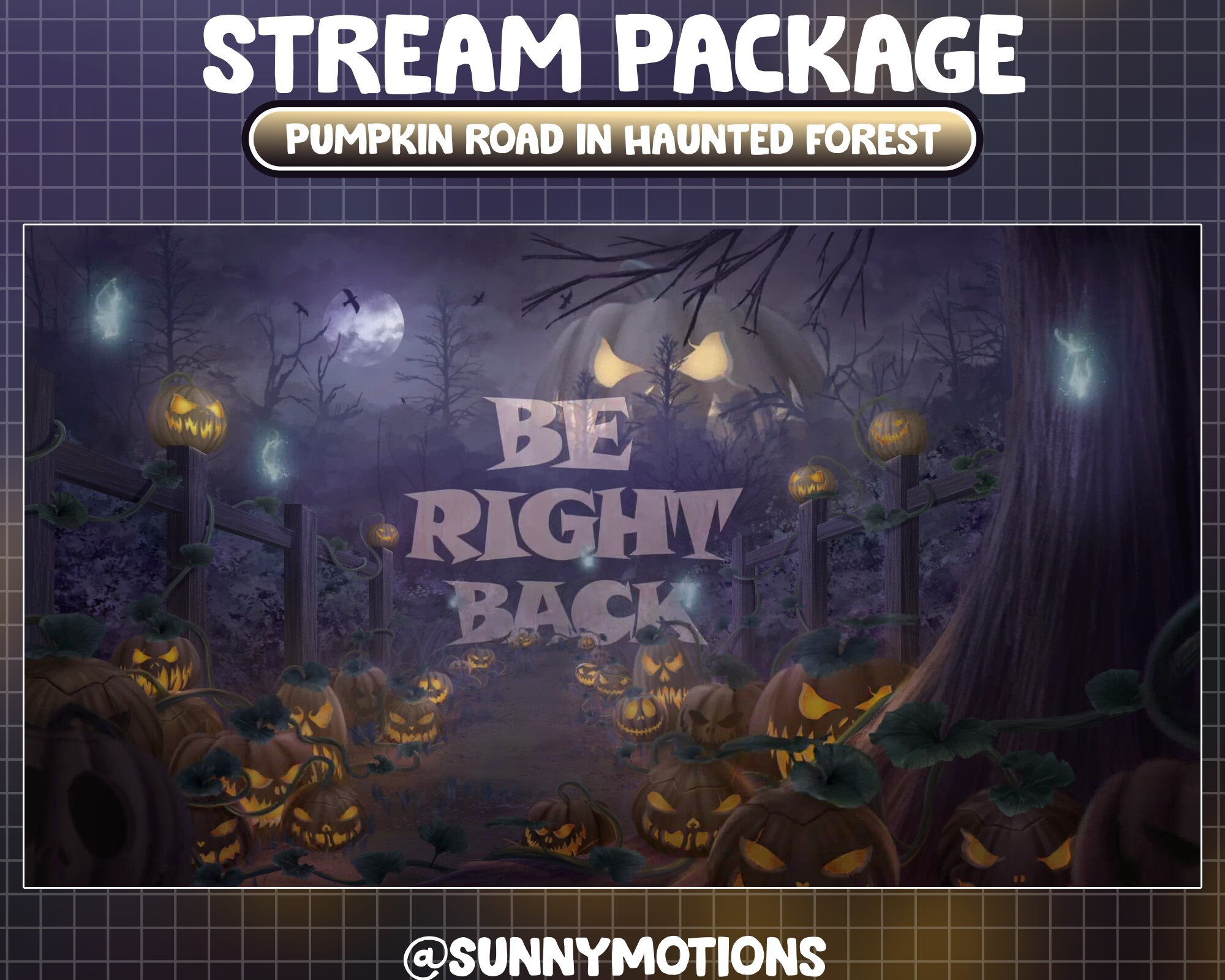 Animated Stream Package: Halloween Spooky Pumpkin Road in Haunted ...