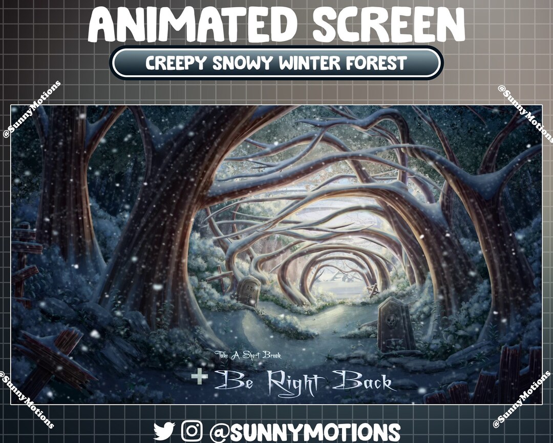 ANIMATED Stream Screen: Creepy Snowy Winter Forest, Snowfall Holiday ...