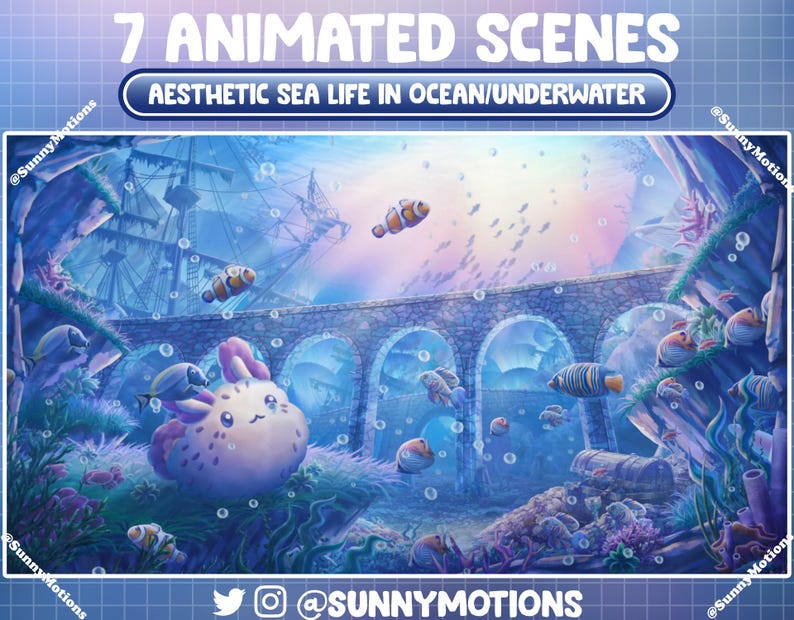 Animated Sea Life in Ocean, Underwater Twitch Screen Overlay, School of ...