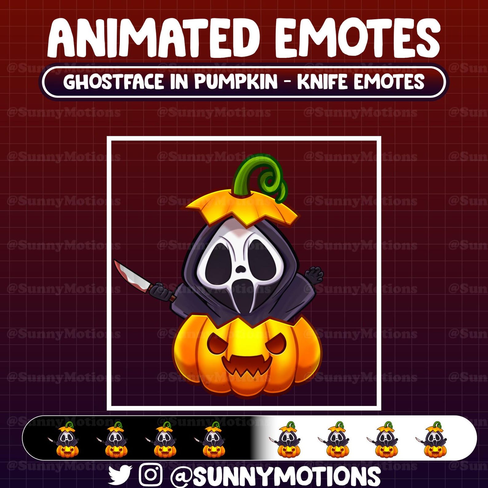 Animated Twitch Emotes: Scary Ghostie Face in Pumpkin, Kawaii Ghostface ...