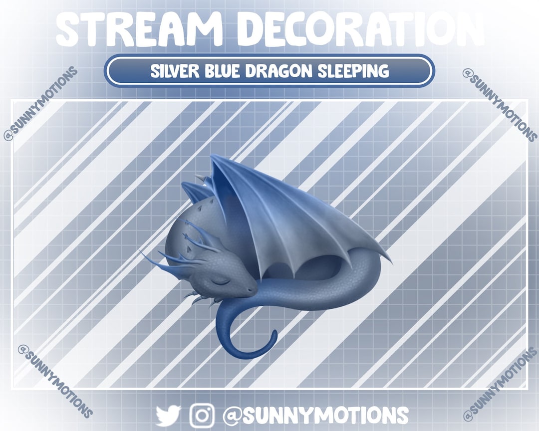 Animated Stream Decoration Sliver Blue Dragon Sleeping / Winter ...