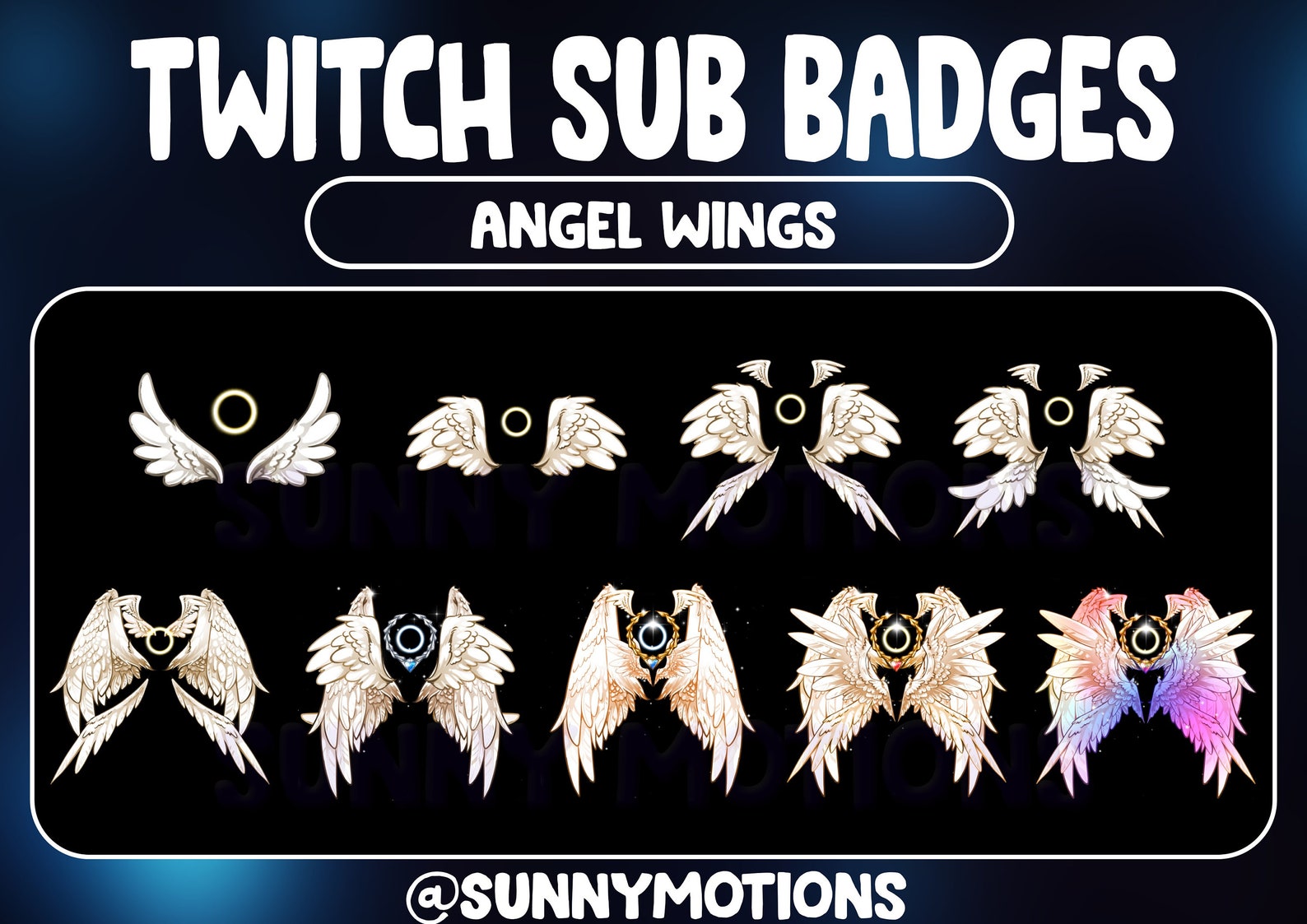 Cool Angel Wings Twitch Sub Bit Badges / Fairy Demon Streamer Emotes ...