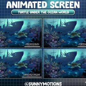 FULL ANIMATED Twitch Stream Package / Magic Green Turtle Under Ocean ...