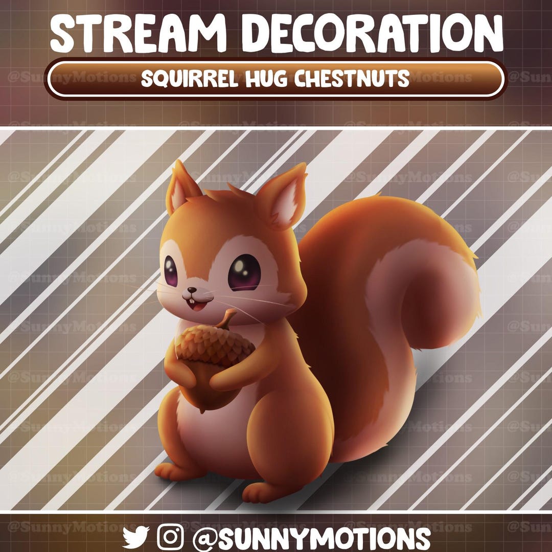 Animated Stream Decoration: Cute Happy Squirrel Hug Chestnut Twitch ...