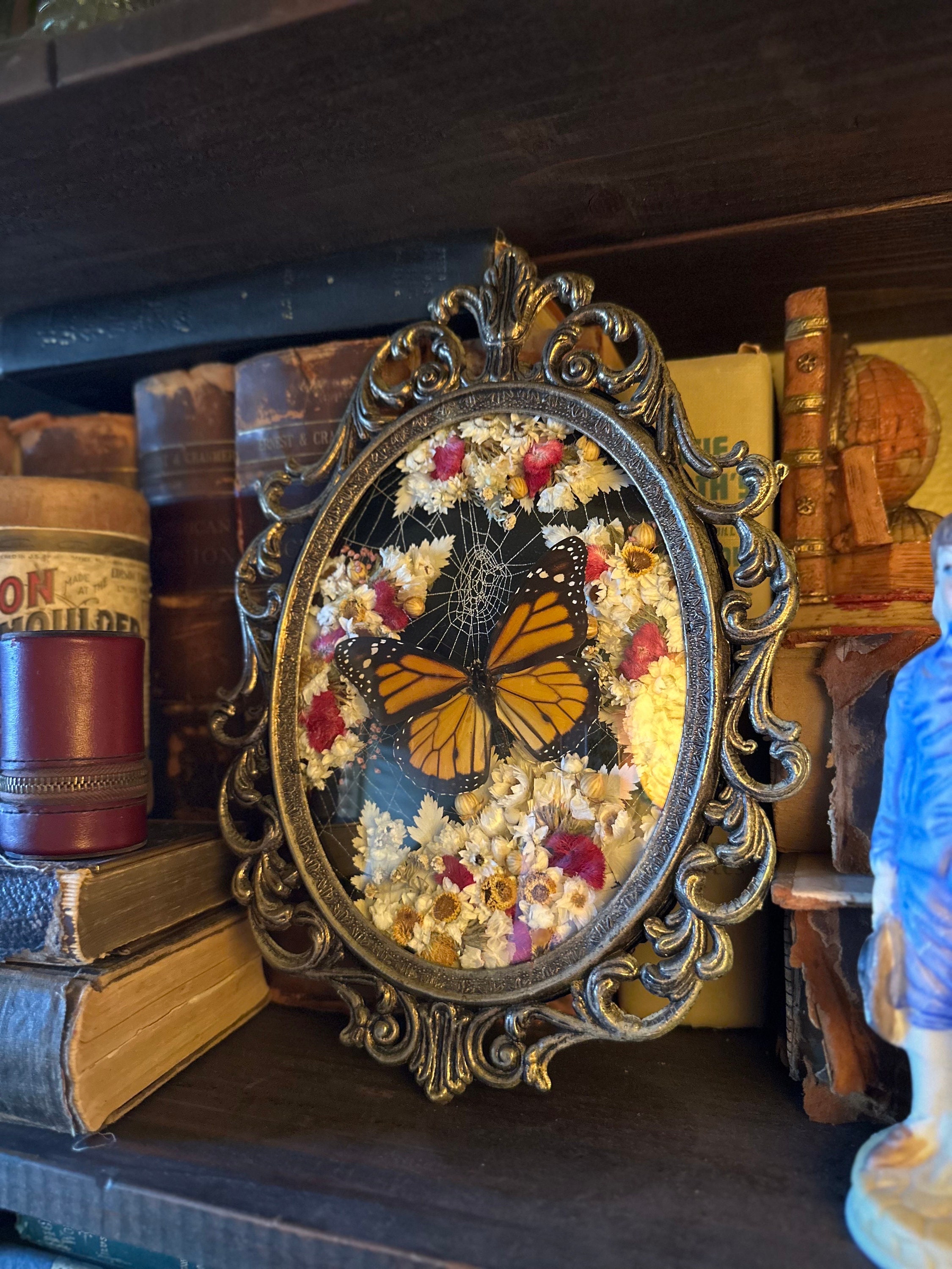 Vintage Bubble Glass Butterfly Frame amulet - Etsy