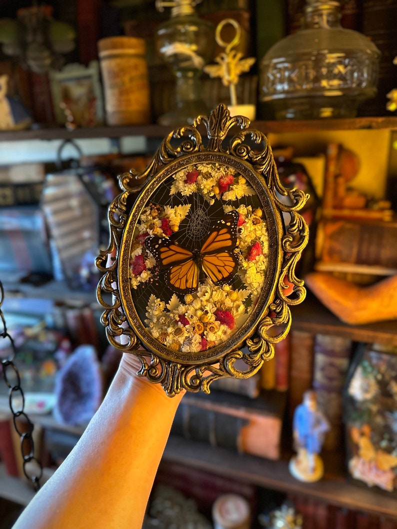 Vintage Bubble Glass Butterfly Frame amulet - Etsy