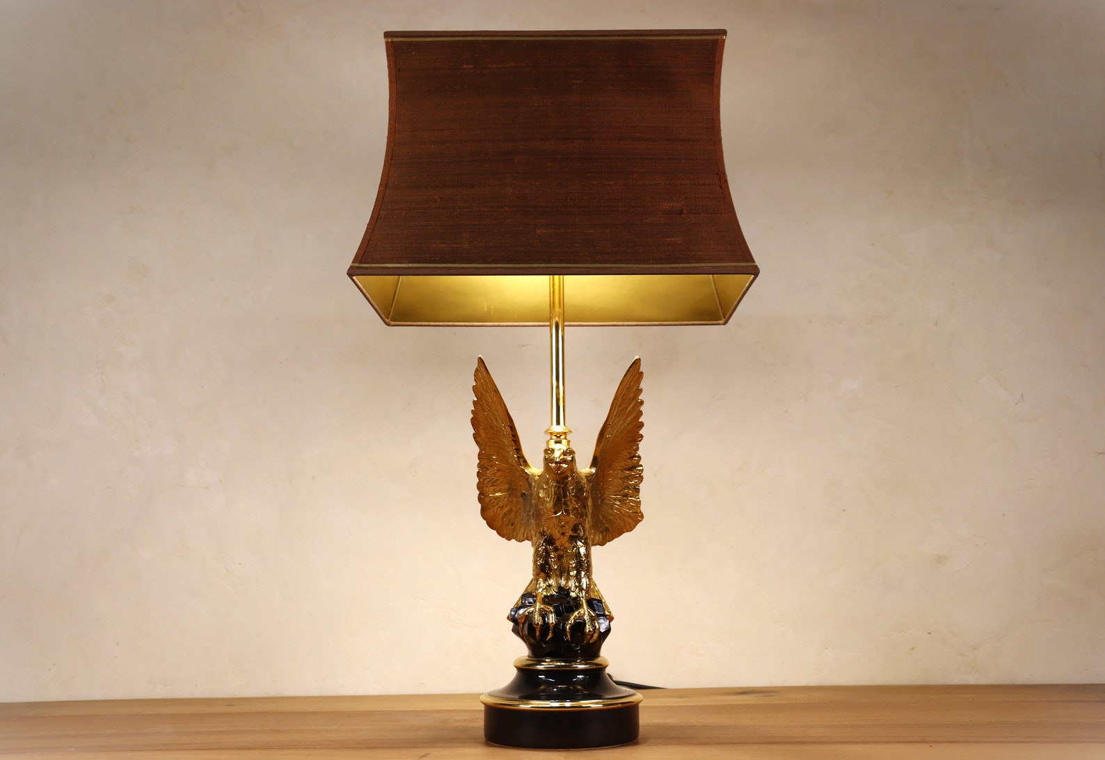 Hollywood Regency Federal Style Eagle Lamp by Deknudt , Belgium 1970's ...