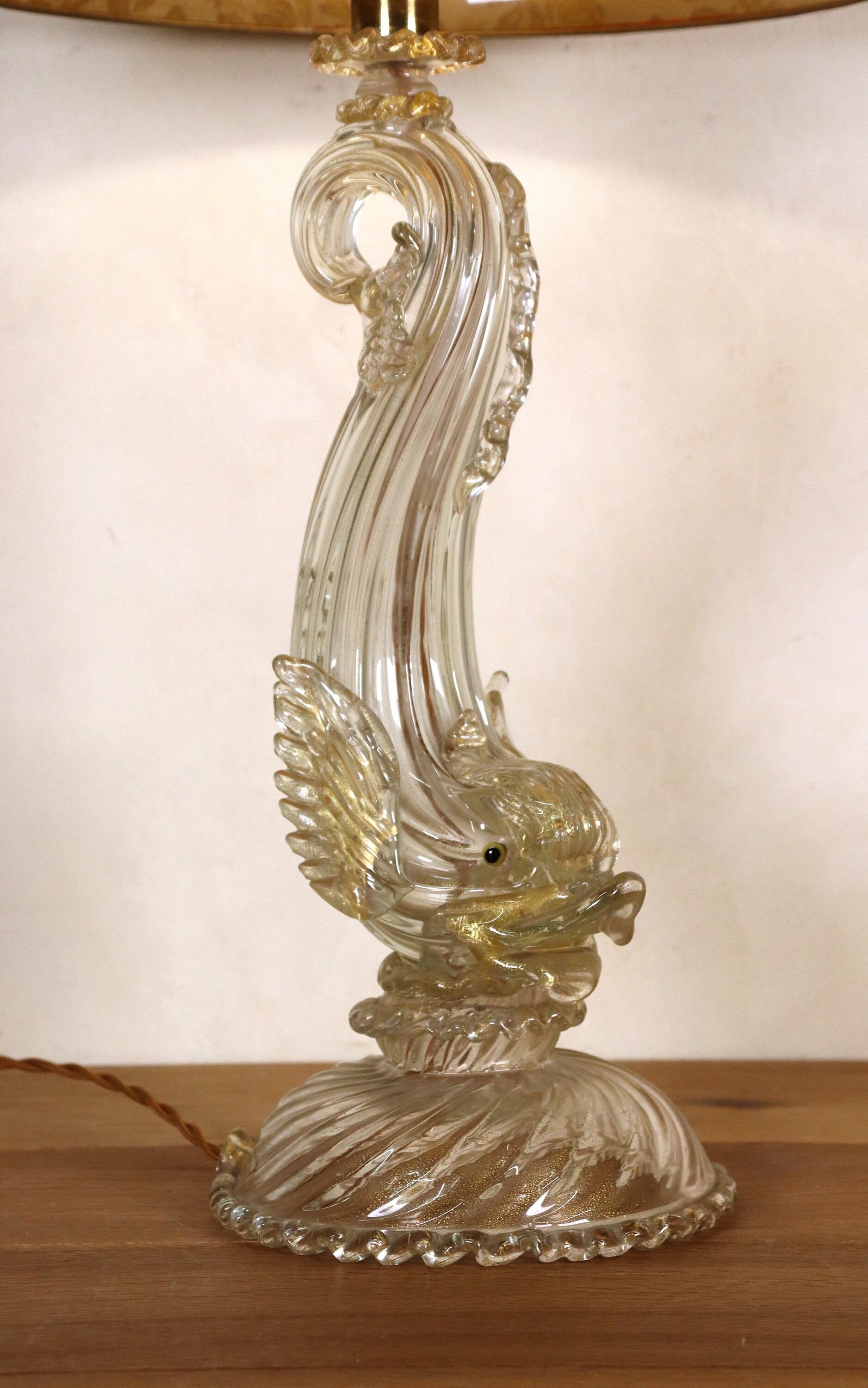 Italian Dolphin Antique Murano Table Lamp Attr. to Barovier & Toso ST ...