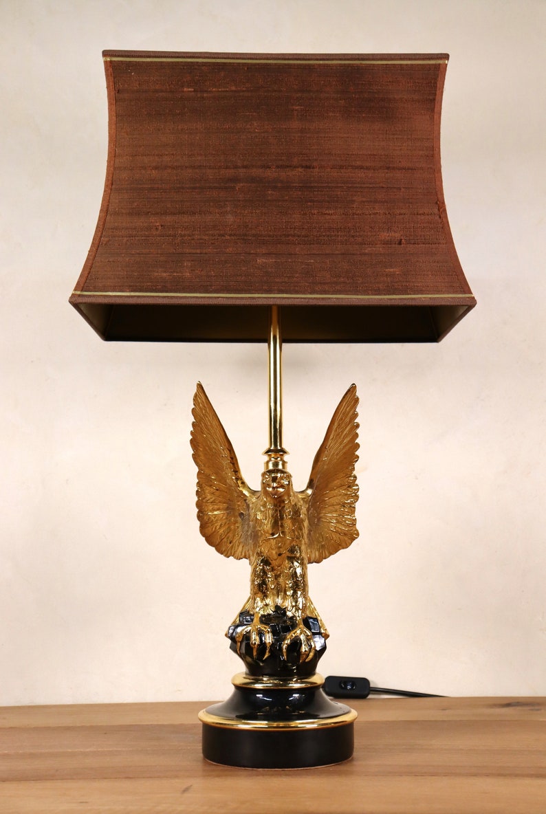 Hollywood Regency Federal Style Eagle Lamp by Deknudt , Belgium 1970's ...