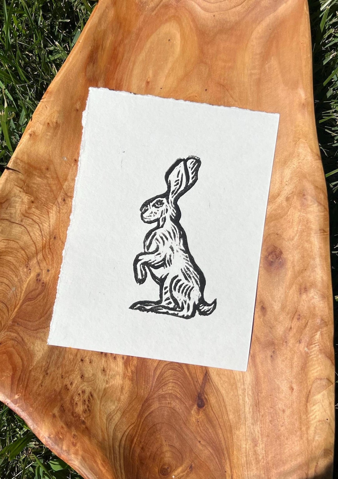Hare Original Linocut Print, Rabbit Linocut Print, Rabbit Art Print ...