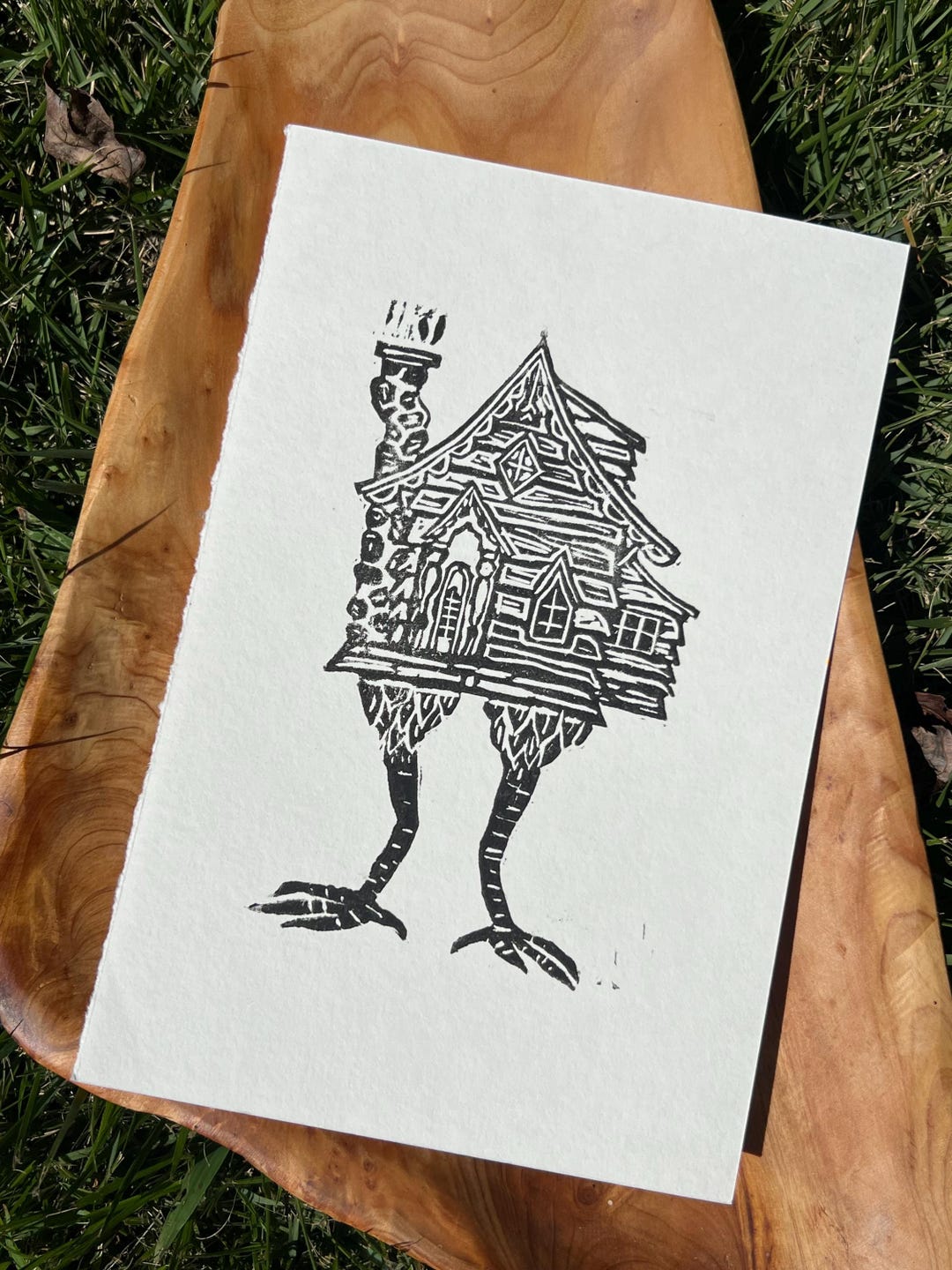 Baba Yaga House Original Linocut Print, Russian Baba Yaga Linocut Print ...