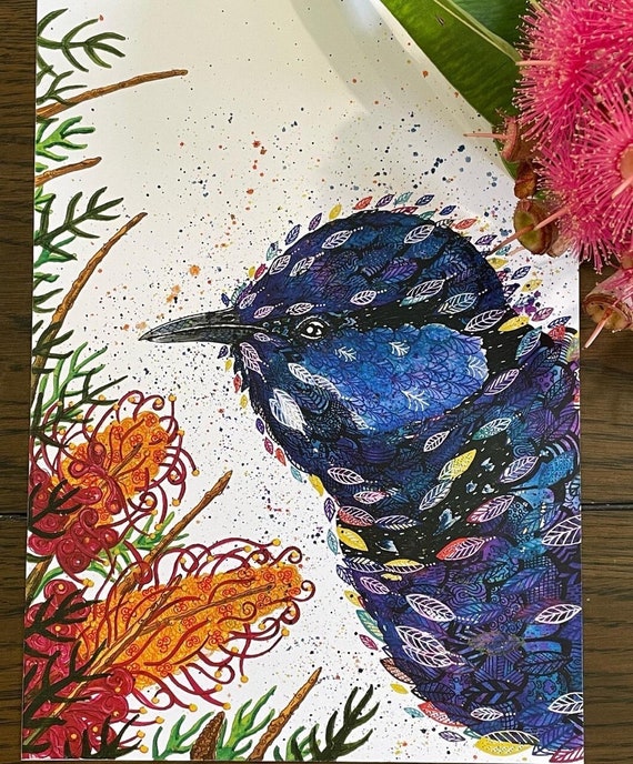 Superb Fairy Wren Australian Native Bird Rainbow Art - Etsy