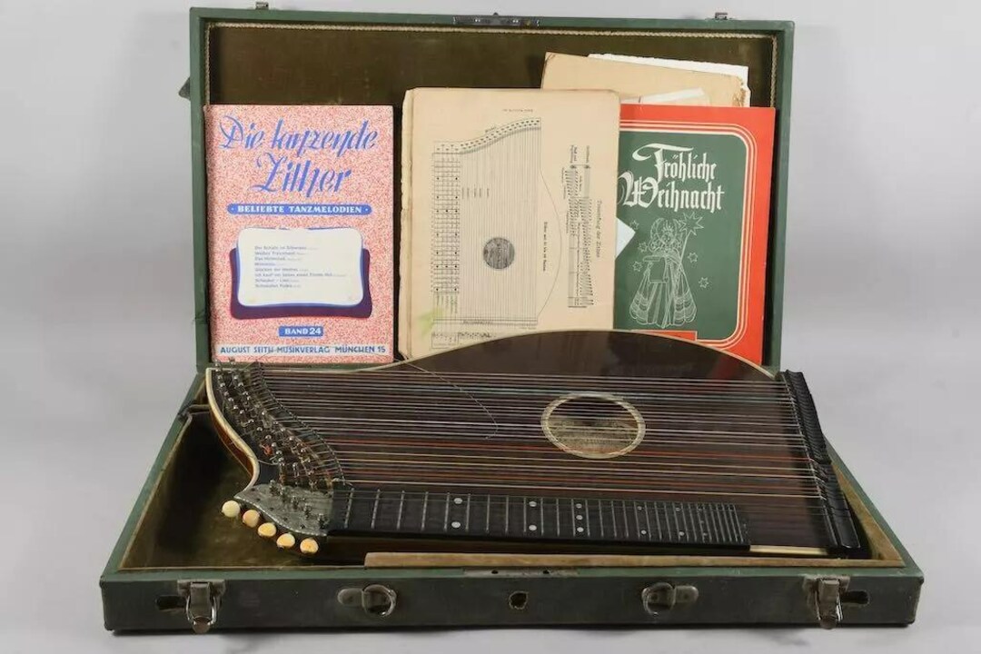 Antique German Zither in Wooden Case - Etsy