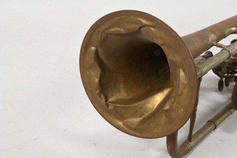 Antique Rotary Valve Trumpet With Lyre Holder | 51 Cm Brass Horn ...