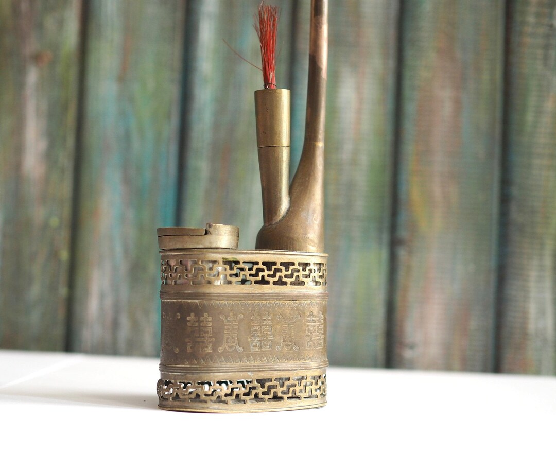 Antique Chinese Brass Pipe - 19th C. Chinese Qing Dynasty Brass Pipe - Etsy