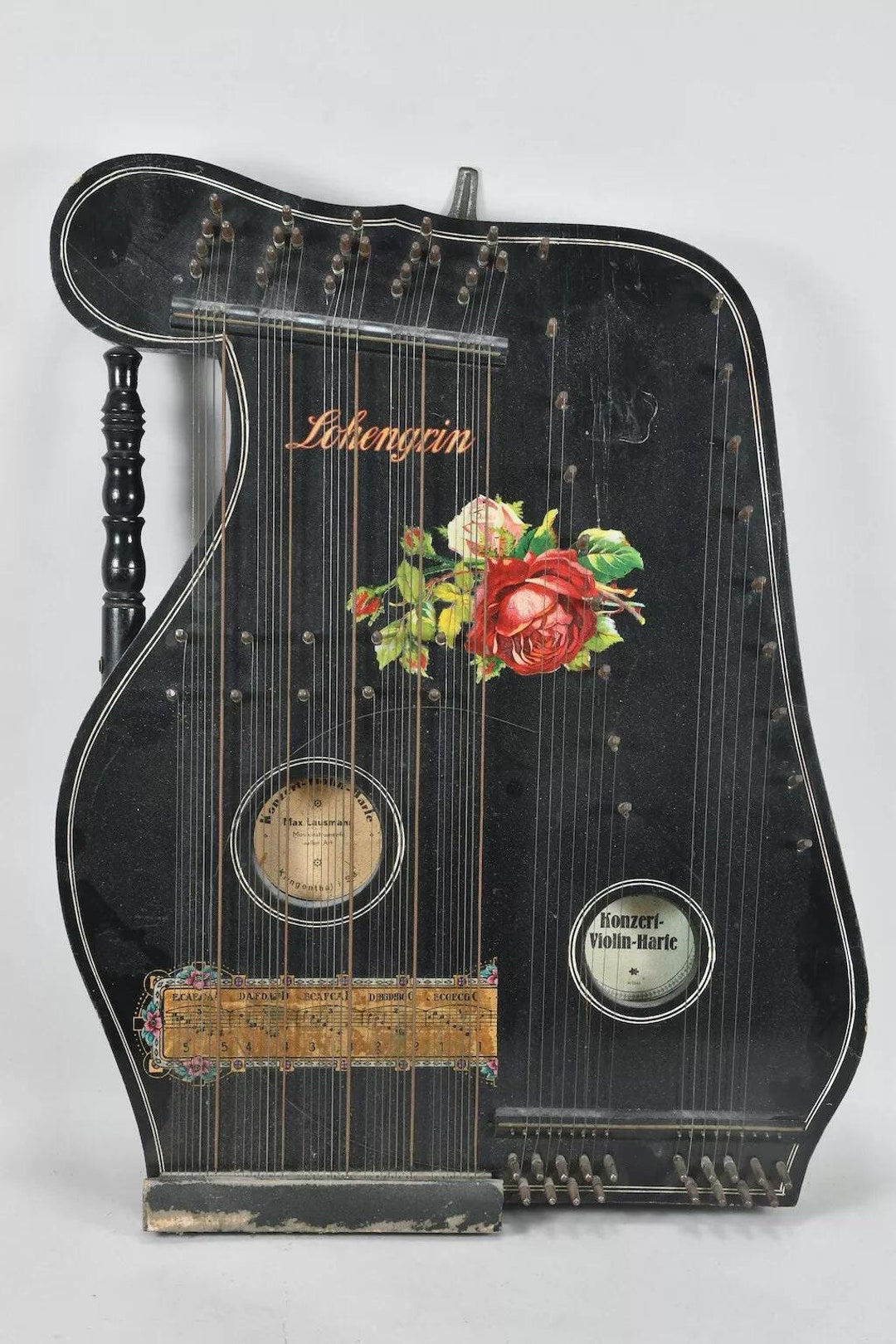 Antique German Concert Violin Harp Lohengrin Max Lausmann Klingenthal ...