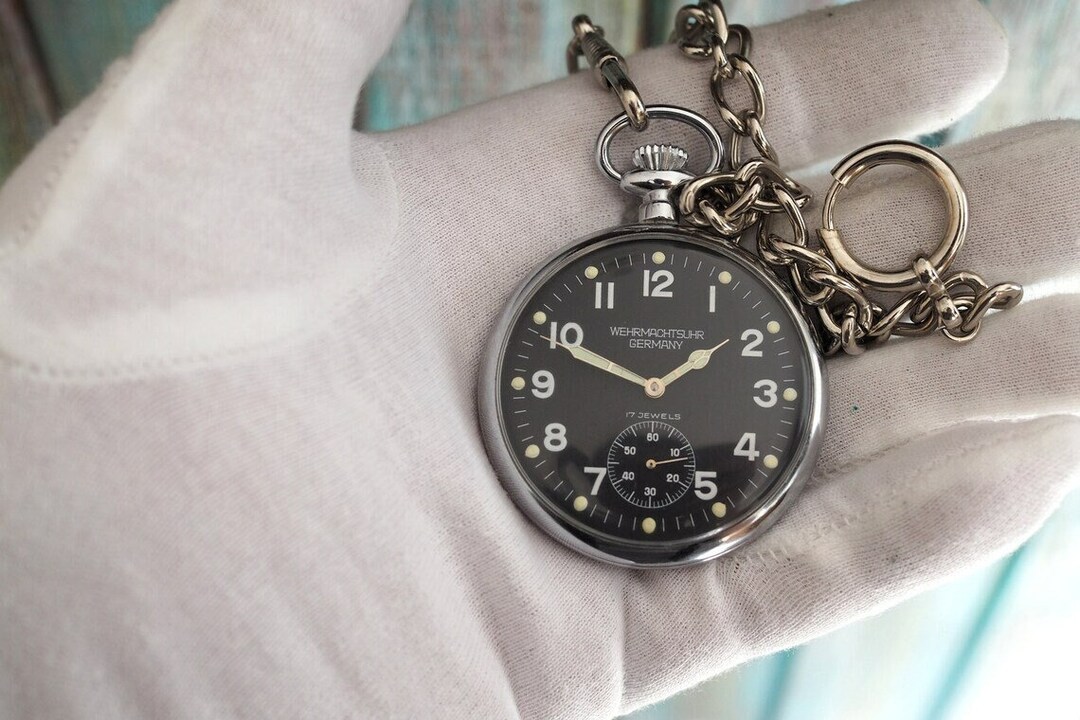 WEHRMACHTSUHR Germany Military Pocket Watch Swiss Made Mechanical Wind ...