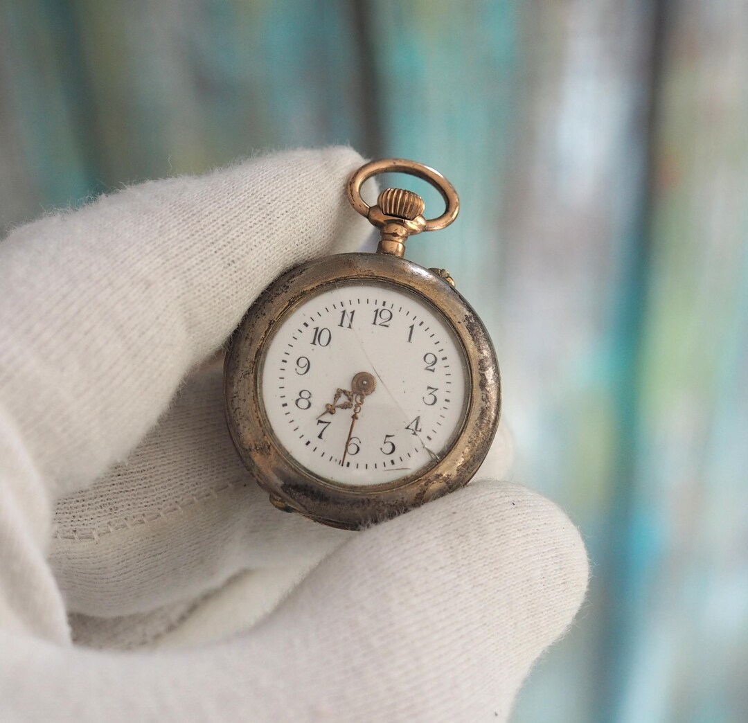 Miniature 29mm Antique Pocket Watch – Not Working Ladies Watch or Doll ...