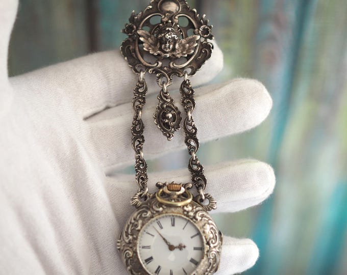 Antique Silver Pocket Watch Holder/chatelaine - 19th Century, Amazing ...