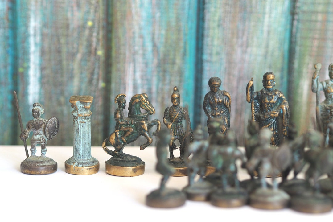 Greco-roman Medium Size Bronze Chess Figures - Etsy