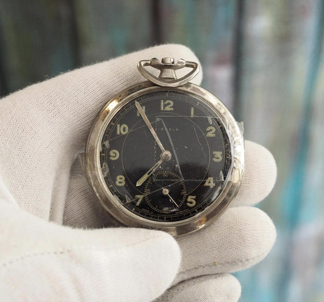Vintage Kienzle Pocket Watch | 48mm Case | Black Dial | for Parts or ...