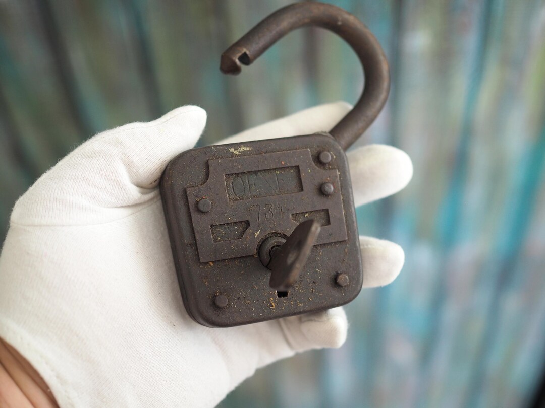 Large Antique Iron Padlock With Key – Working Vintage Lock, 122mm Old ...