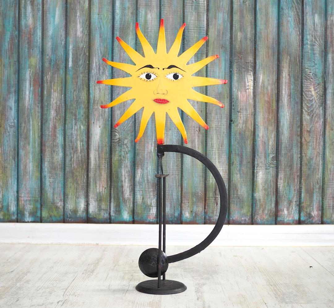 Vintage Art Deco Sun Pendulum Toy – Moving Eyes Metal Sculpture, 57cm ...
