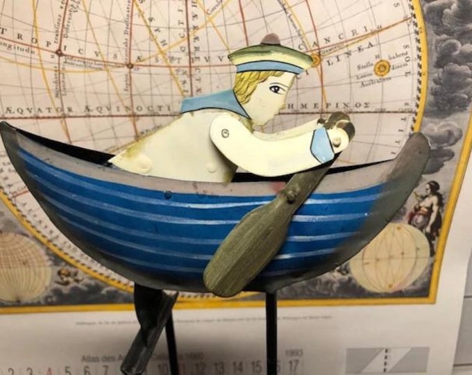 Vintage Art Deco Pendulum Toy – Metal Rowboat Sailor Kinetic Sculpture ...