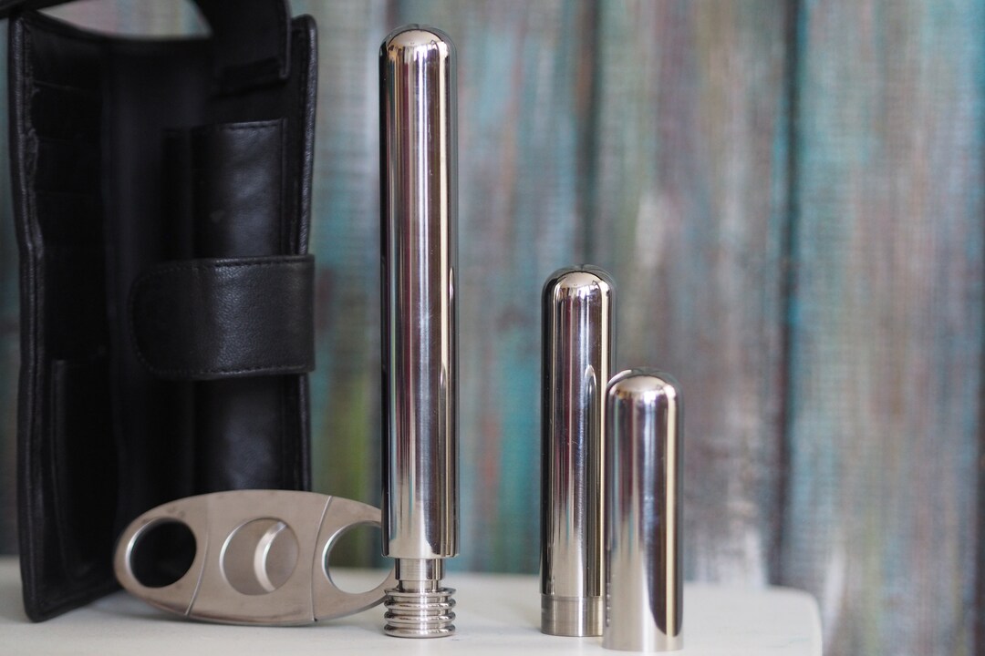 Cigar Set Tube Cutter and Flask Bottle All Stainless in - Etsy
