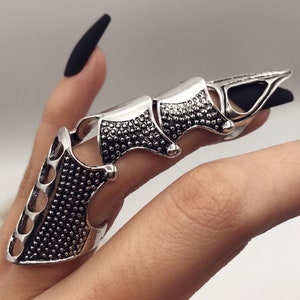 Goth Full Finger Ring Witchy Finger Claws Alt Jewelry Medieval Gothic ...