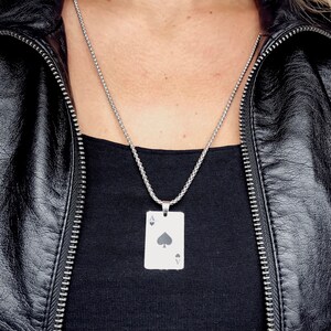 Ace of Spades Necklace Mens Silver Chain Neckace Mens Jewelry Unisex ...