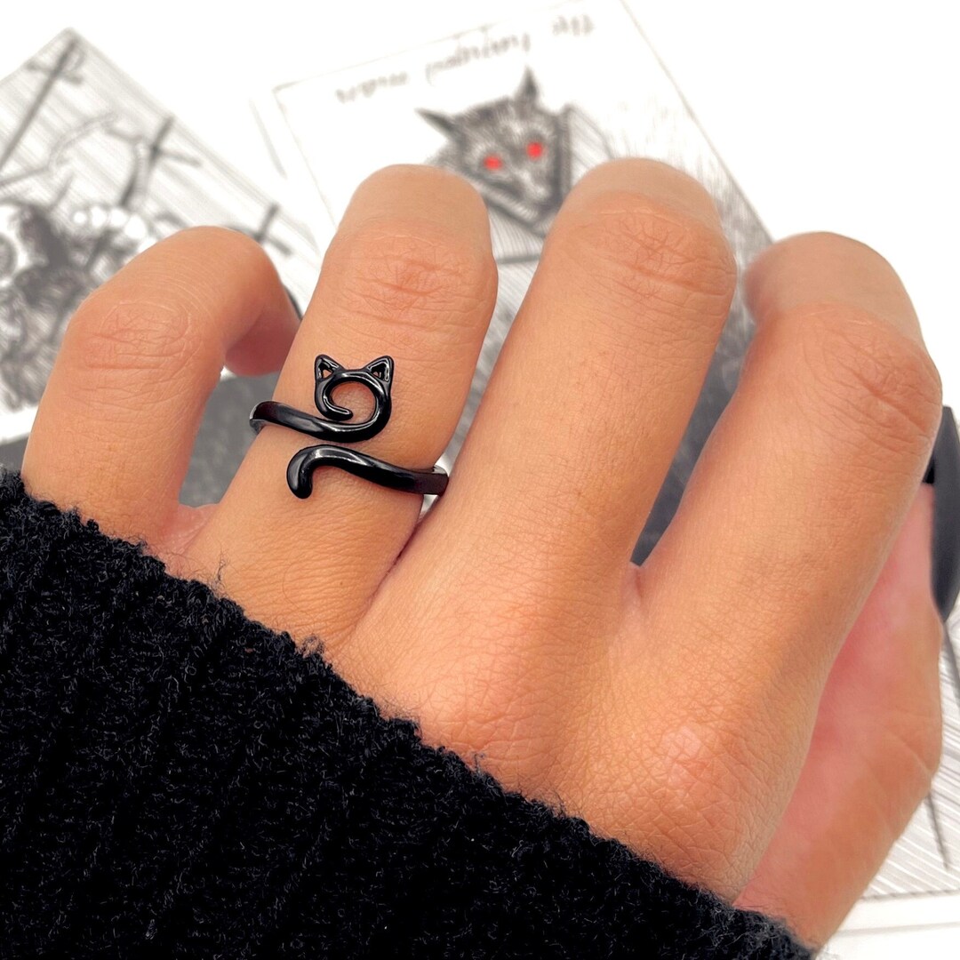 Black Cat Ring Halloween Black Cat Ears Cat Stuff Anime Ring Alt ...