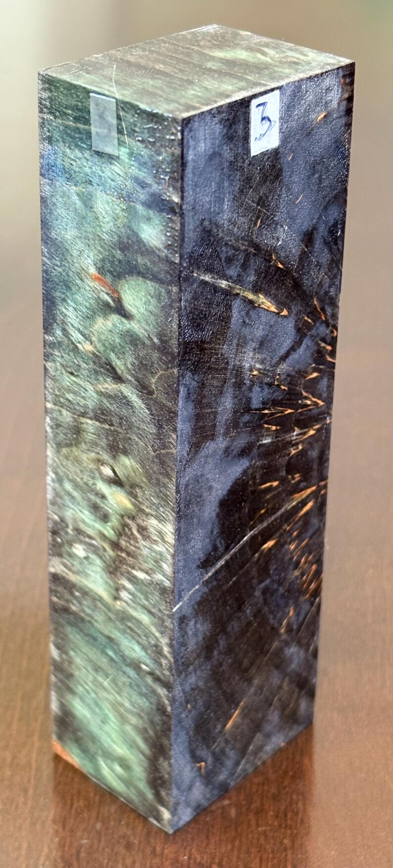 Black Dyed Masur Birch Wood Handle Block: Stabilized Karelian Birch ...