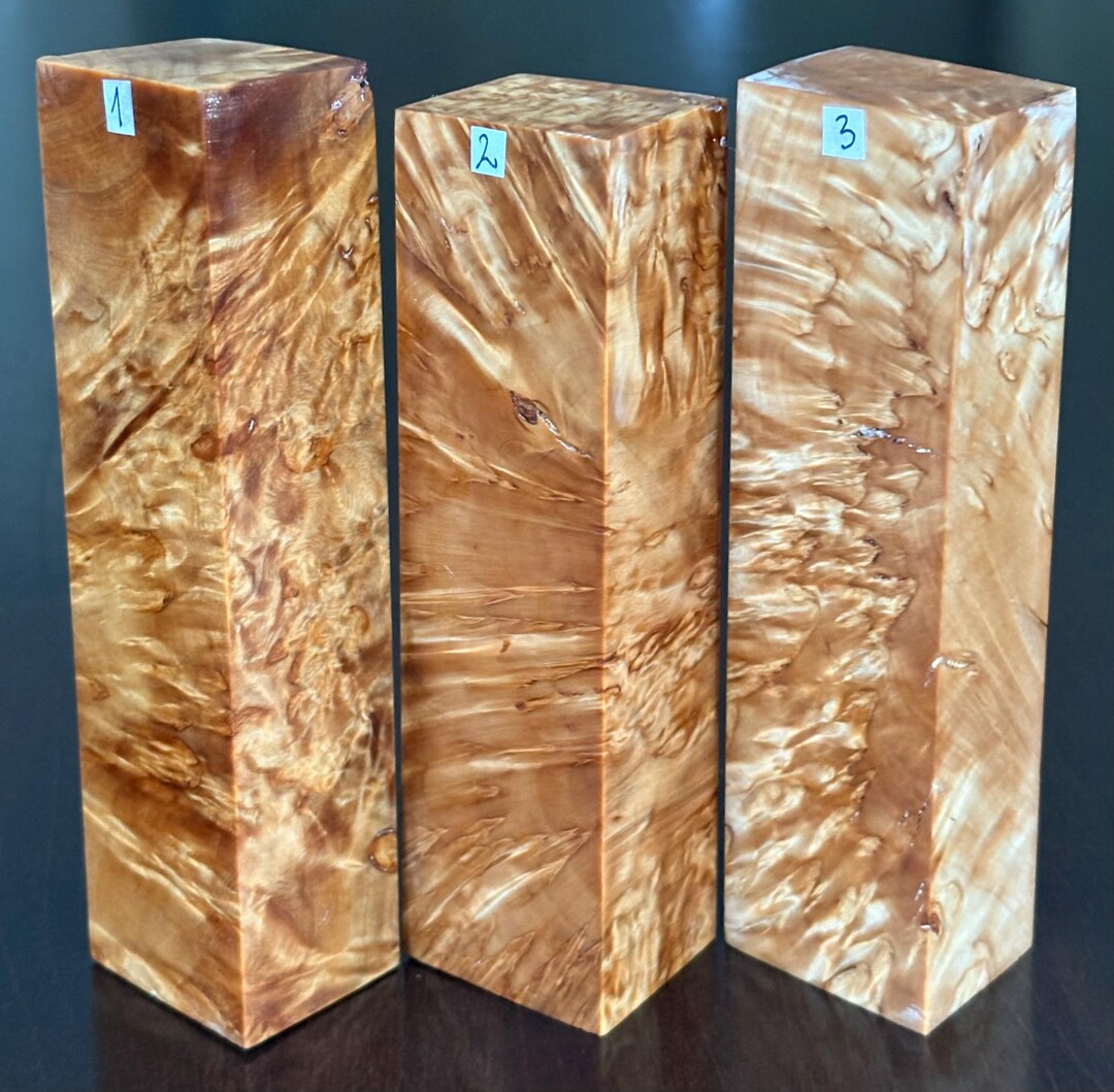 Stabilized Karelian Masur Birch Blocks: Exotic Wood for Knife/pen ...