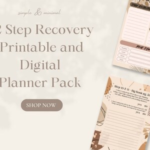 12 Step Recovery Digital Printable Planner PDF A4 AA NA Addiction ...