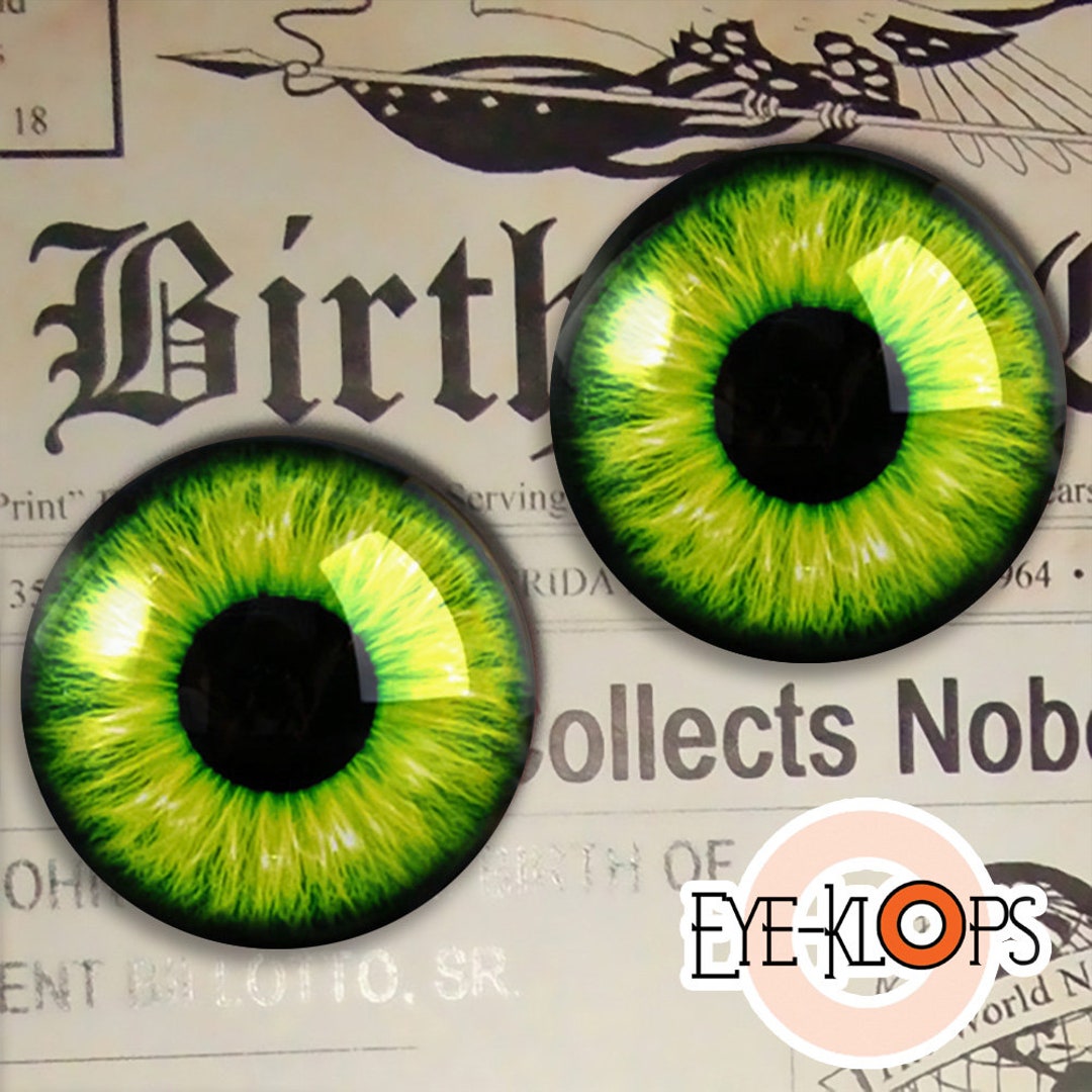 Bright Green Monster Eyes - Realistic Glass Taxidermy Craft Eyeballs ...